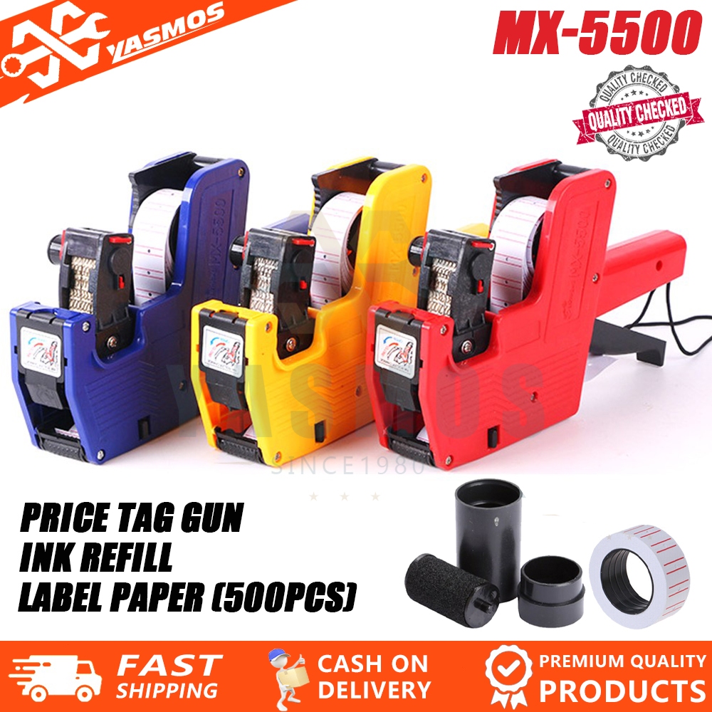 MX-5500 8 Digits Price tag Gun With Sticker Labels & Ink Refill, Label ...