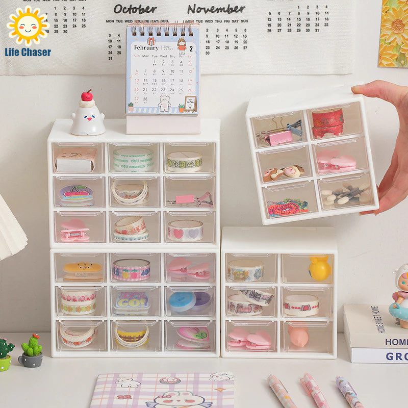 9-box grid Mini Drawer Organizer Storage Desk Organizer Storage Drawer ...
