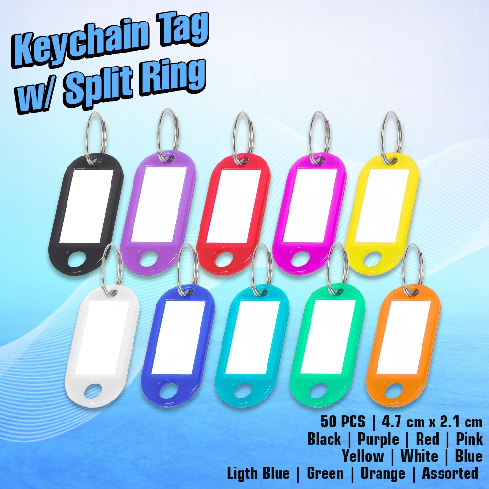 50 Pcs Portable Key ID Tags Durable Plastic Key Tags w/ Split Ring ...
