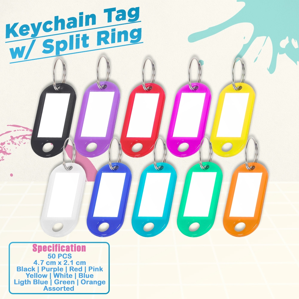 50pcs Key Tags w./ Split Ring and Label Window for Easy Identification ...