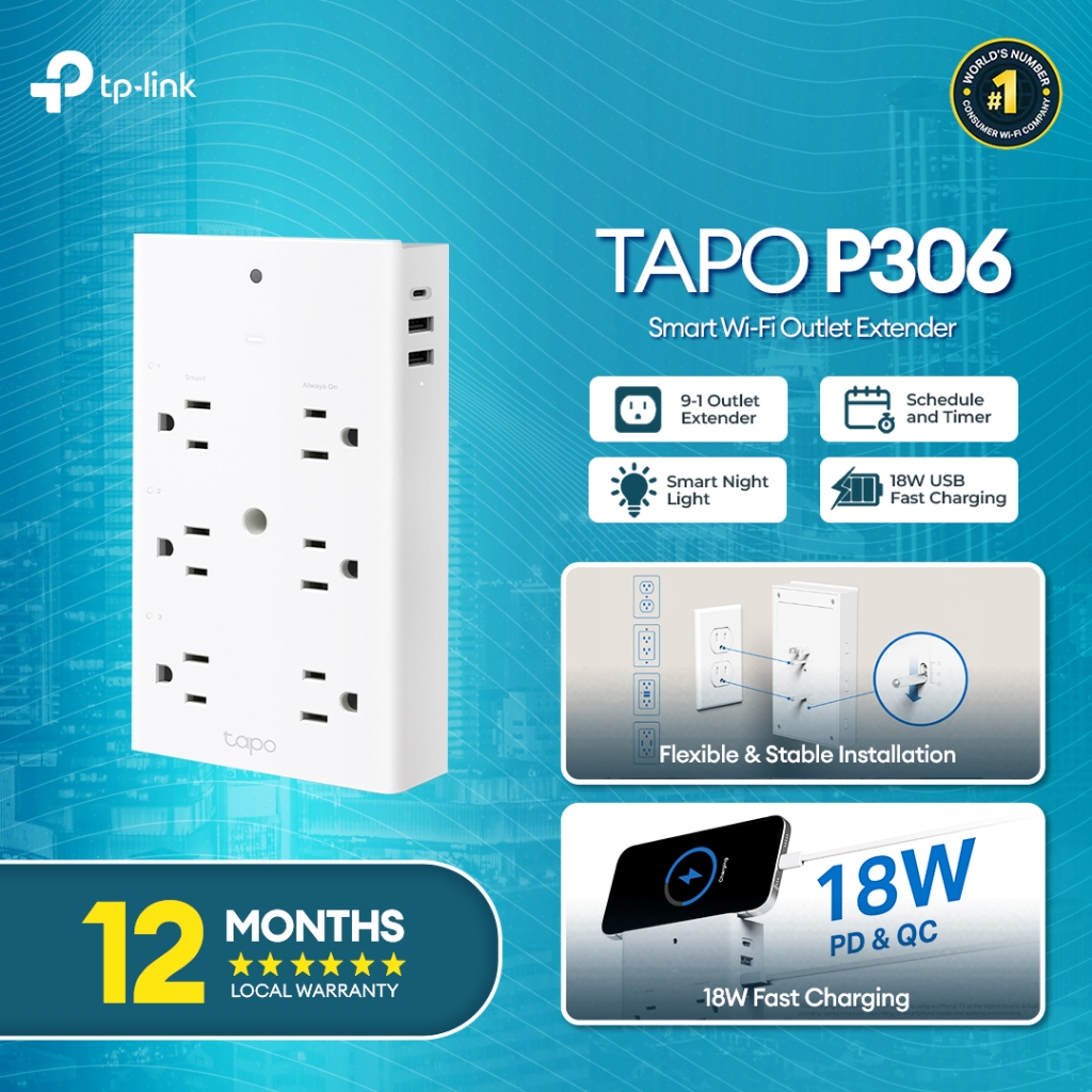 TP-Link Tapo P306 Smart Wi-Fi Wall Outlet Extender | Shopee Philippines