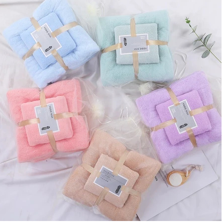 2in1 Premium Korean Style Microfiber Bath Towel and Hand Towel Gift Set ...