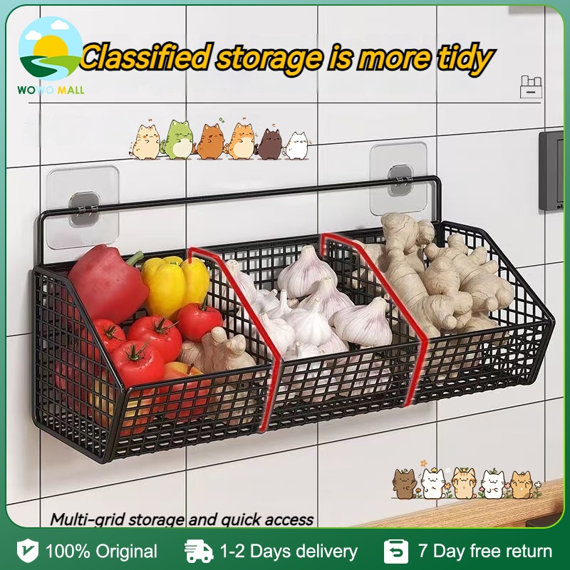 kitchen condiments organizer rack wall hanging seasoning storage onion ...