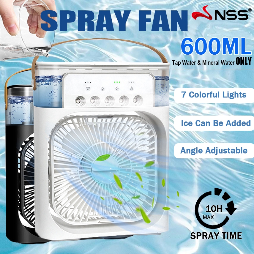 NSS Desk Fan Humidifier Spray Fan with LED Light Angle Adjustable ...