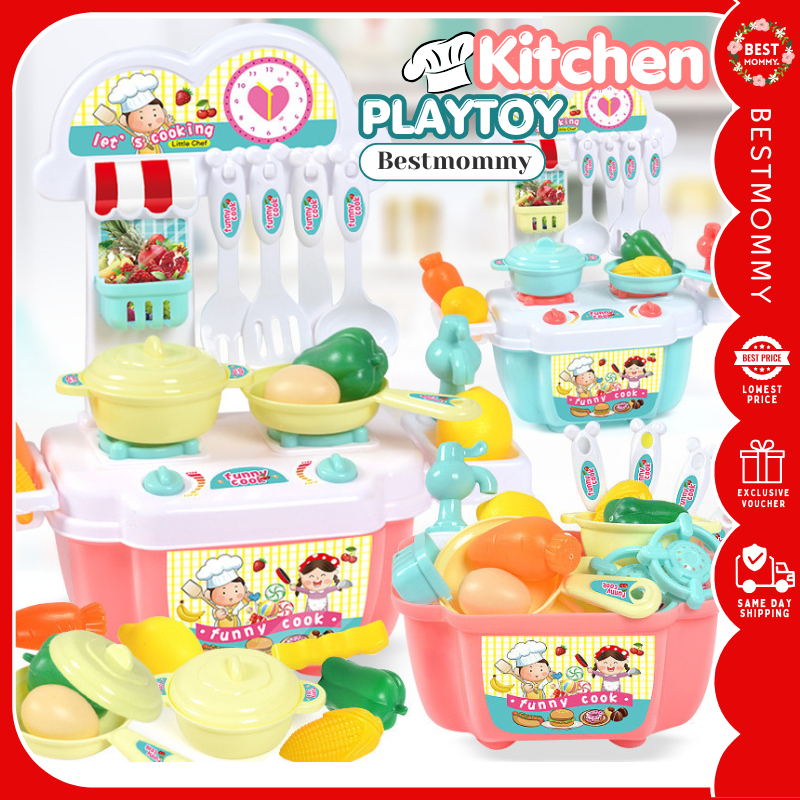 BESTMOMMY Kitchen Set Toy Kids Fun Pretend Cooking Toy 23pcs Simulation ...
