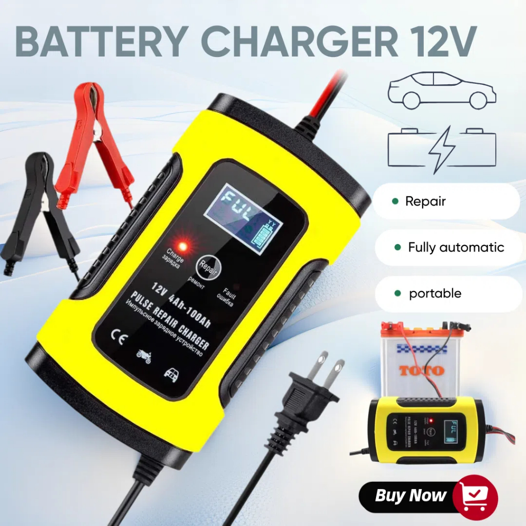 Full Automatic Car Battery Fast Power Charger 220V To 12V 5A Digital ...
