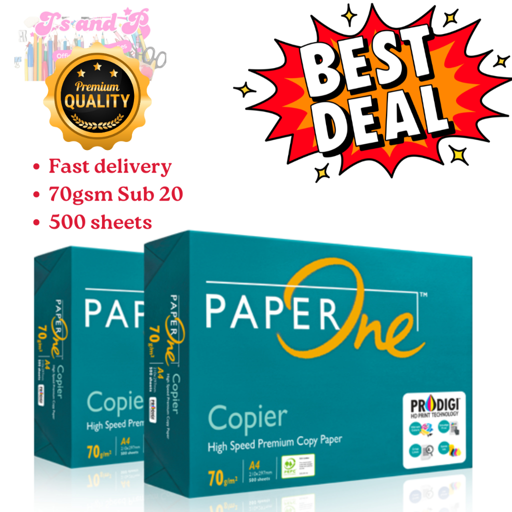 Paper One 70gsm Sub 20 - Short /Long/ A4/A3 Premium Quality Bond Paper 1 Ream (500 sheets ...