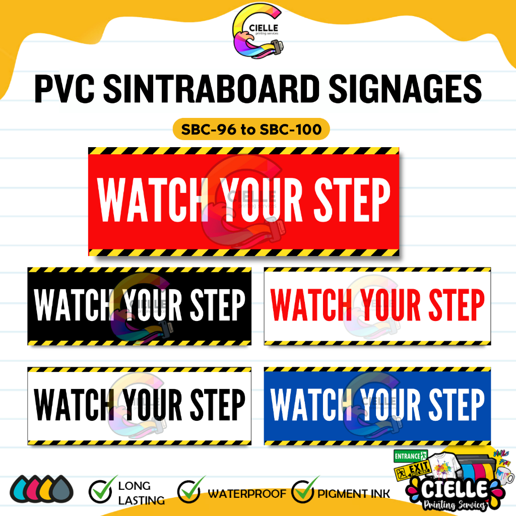 SINTRA PVC SIGNAGES (SBC-96 to SBC-100) - WATCH YOUR STEP SIGNAGE for ...