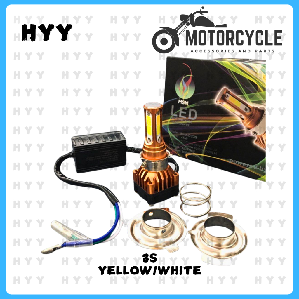 MSM Motorcycle DC3s Headlight with fan all weather white/ yellow light ...