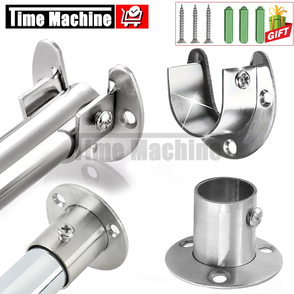 Stainless Curtain Rod Holder Curtain Rod Round Tube Closet U Shaped Rod ...