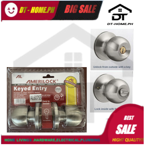 AMERILOCK DOOR KNOB LOCK SET 607 SS Stainless AB AND GOLD | Shopee ...