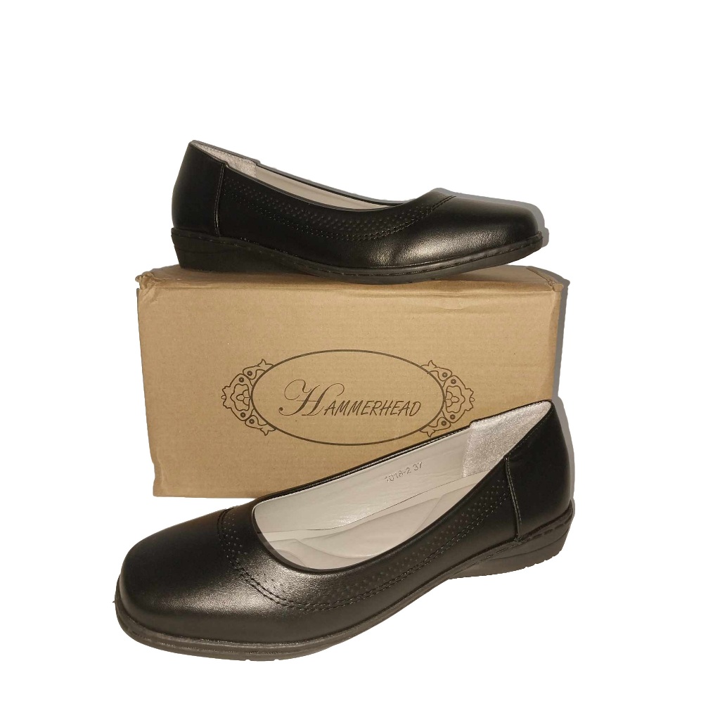 HAMMERHEAD Black Ladies Formal Casual Slip on Wedge Shoes | 1018 Series ...