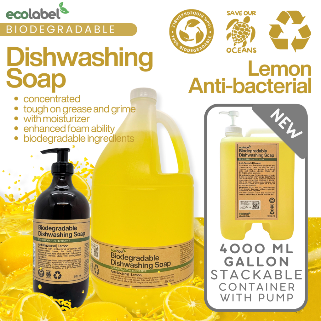 Eco-friendly Dishwashing Liquid Soap Lemon Scent 100% Biodegradable ...