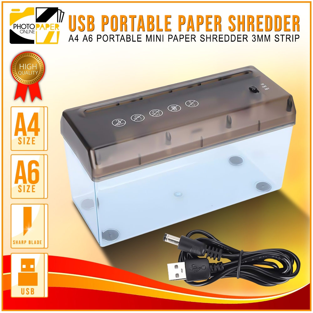 Mini Paper Shredder A4/A6 Size USB Portable Shredder Plastic with USB ...