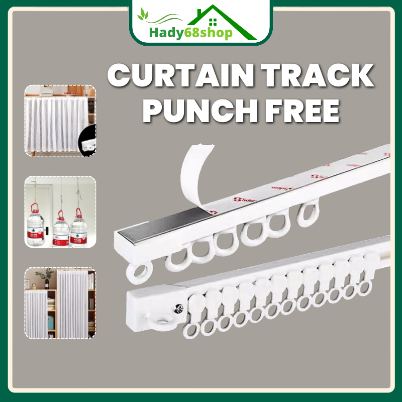 Adjustable Curtain Track Punch-Free, Rail Straight Flexible Ceiling ...