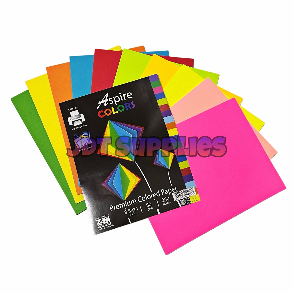 Aspire Colors Premium Colored Paper Short 80gsm [250 Sheets] | Shopee ...