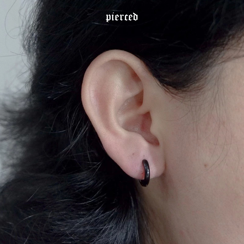 Stainless Steel Black Hoops | piercedphl | Shopee Philippines