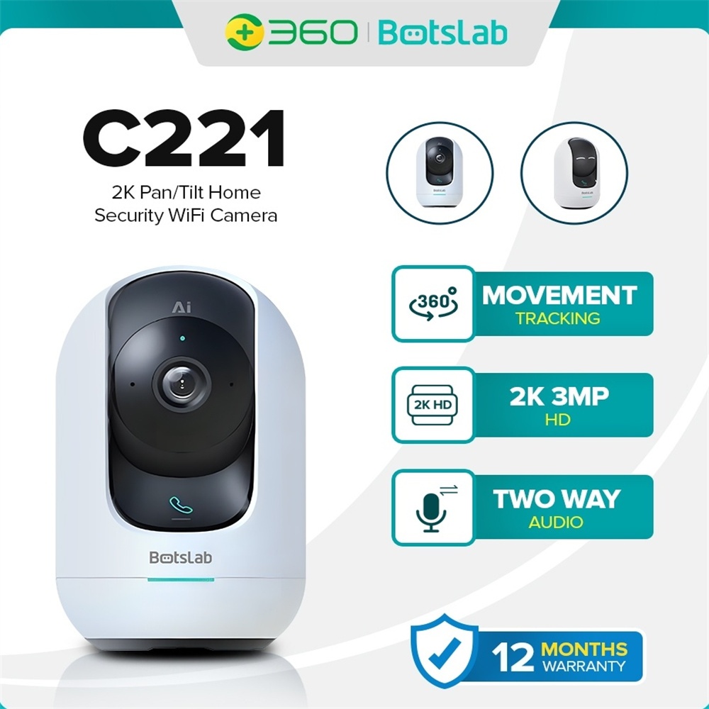 Botslab C221 Pro 2K 5MP Cam Pan & Tilt Indoor CCTV Ai Camera With Nigh ...