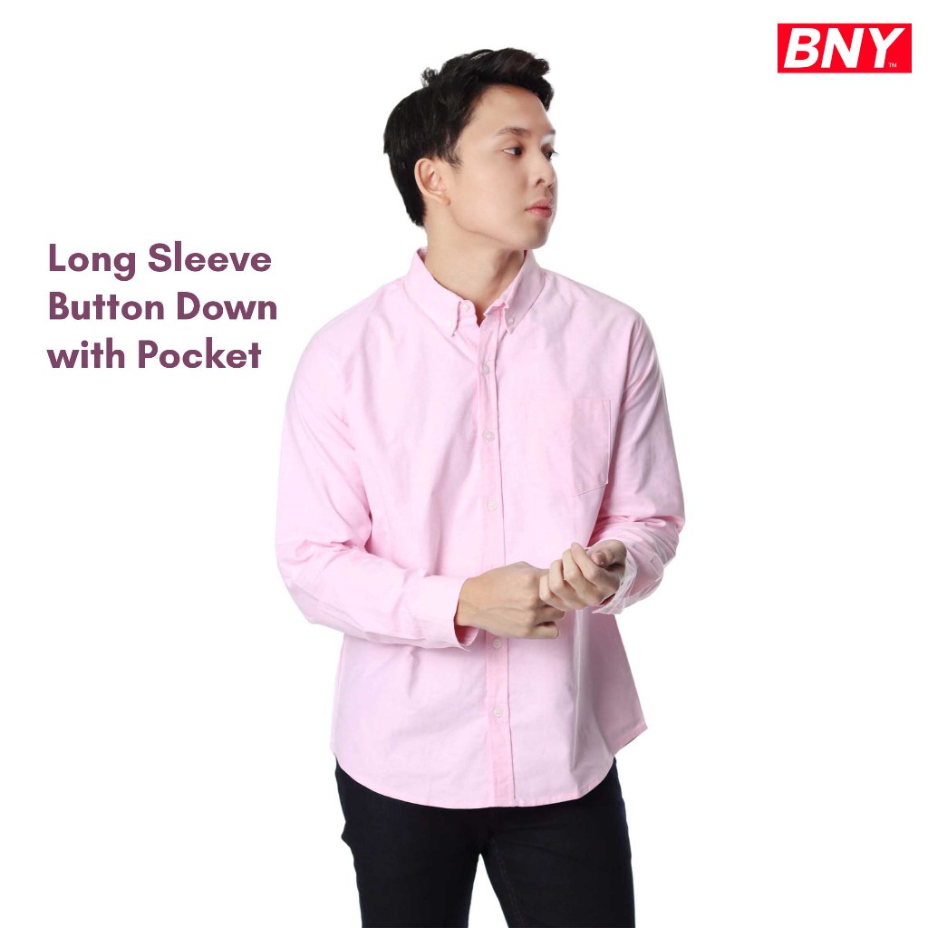 BNY Men's Oxford Long Sleeve Button Down Shirt With Pocket (687 ...