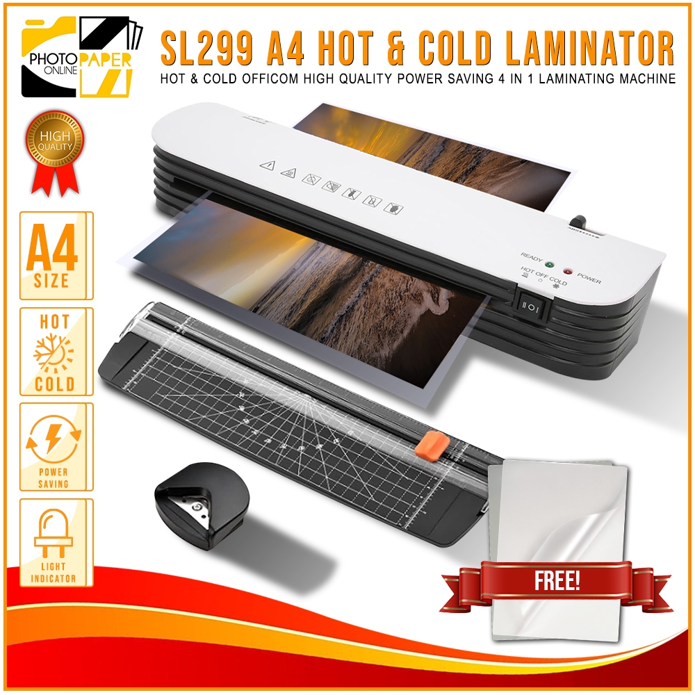 Officom SL299 A4 Hot and Cold Laminator with FREE Paper Cutter and ...