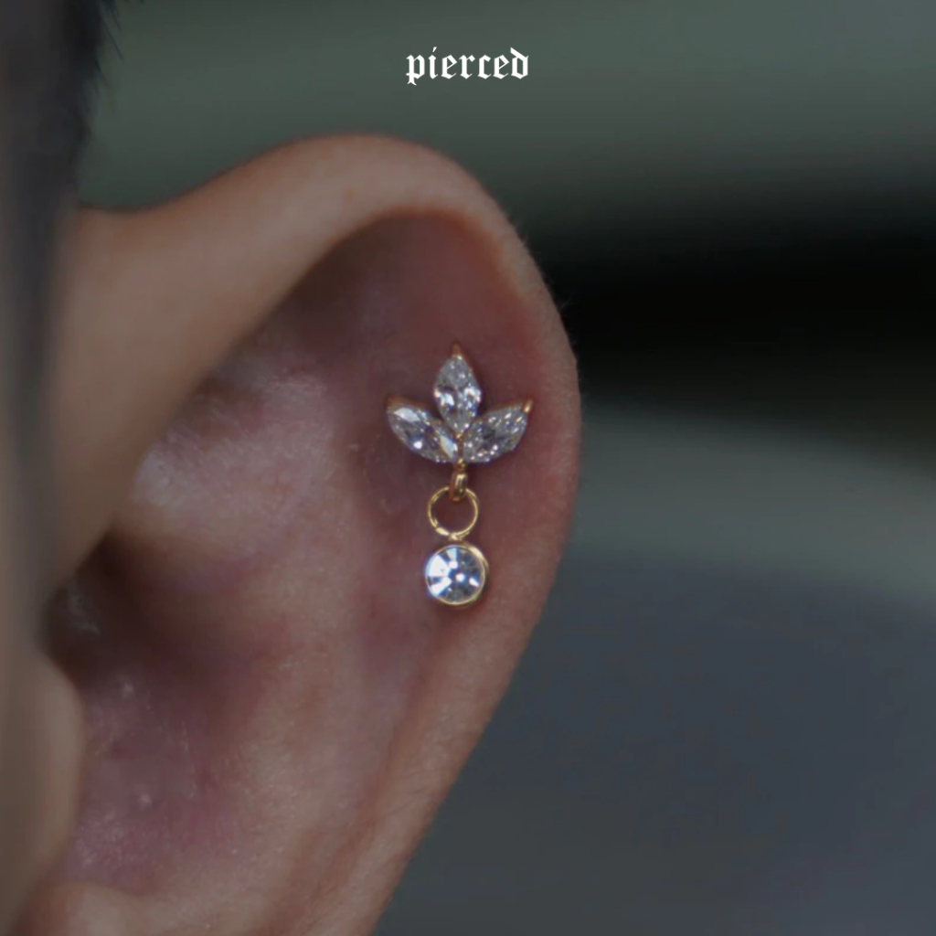 ASTM F136 Titanium Iced Lotus Drop Labret | piercedphl | Shopee Philippines