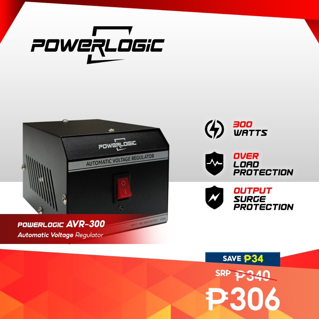 Powerlogic AVR-300 ( 300watts AVR, with surge protection 3 x 220v ) | Shopee Philippines