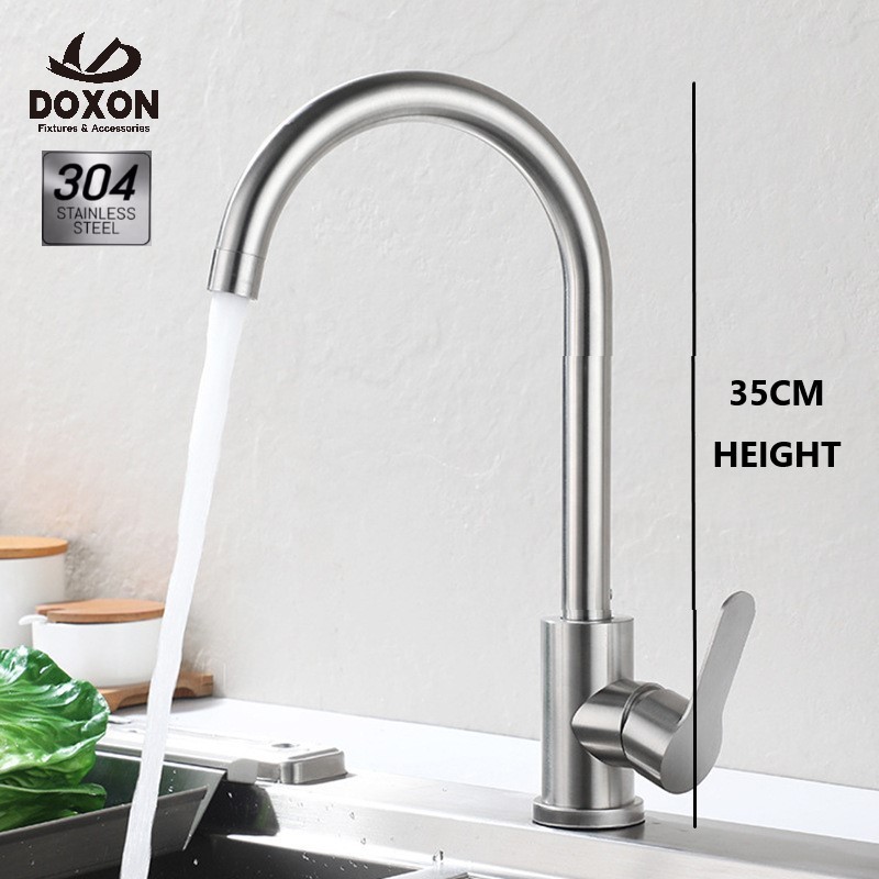 DOXON 304 Stainless Kitchen Sink Faucet Big Shape Goose Neck Kitchek ...