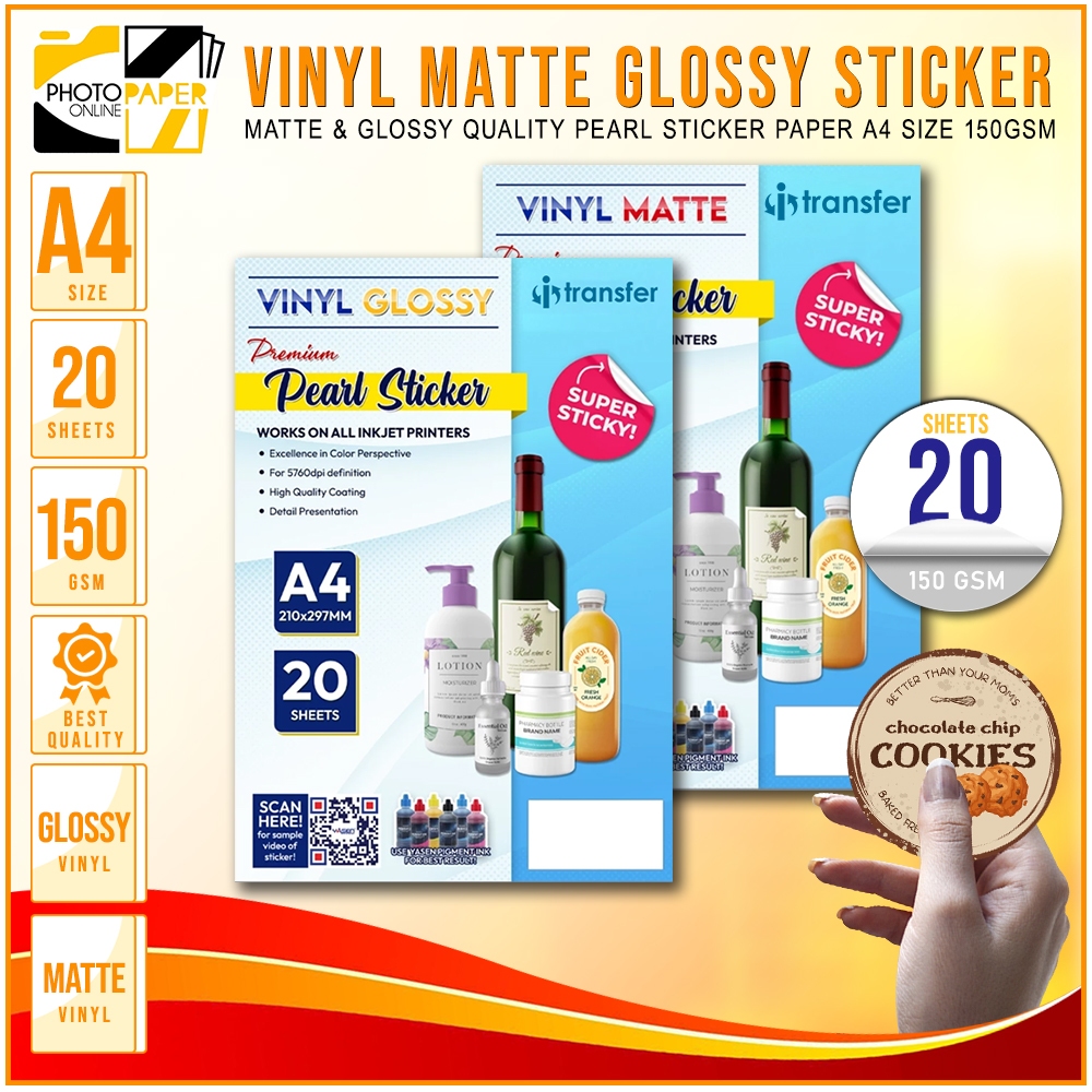 i-Transfer A4 Vinyl Pearl Sticker Glossy and Matte Sticker for Pigment ...