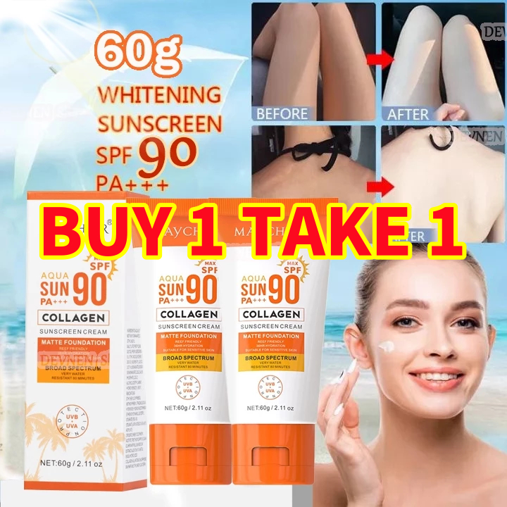 Sunscreen SPF 90 Collagen Whitening Sunblock High Protection UV Waterproof Lasting Moisturizing ...