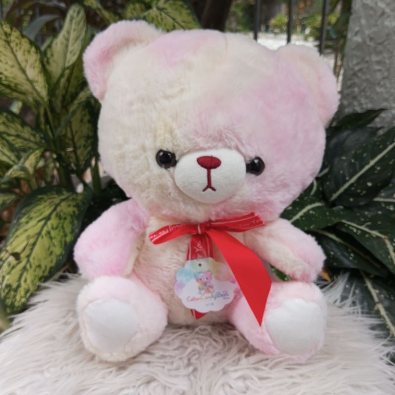 YELL Colorful Candy Bear 10 Inches Fluffy Pink Plush Toy Japan ...
