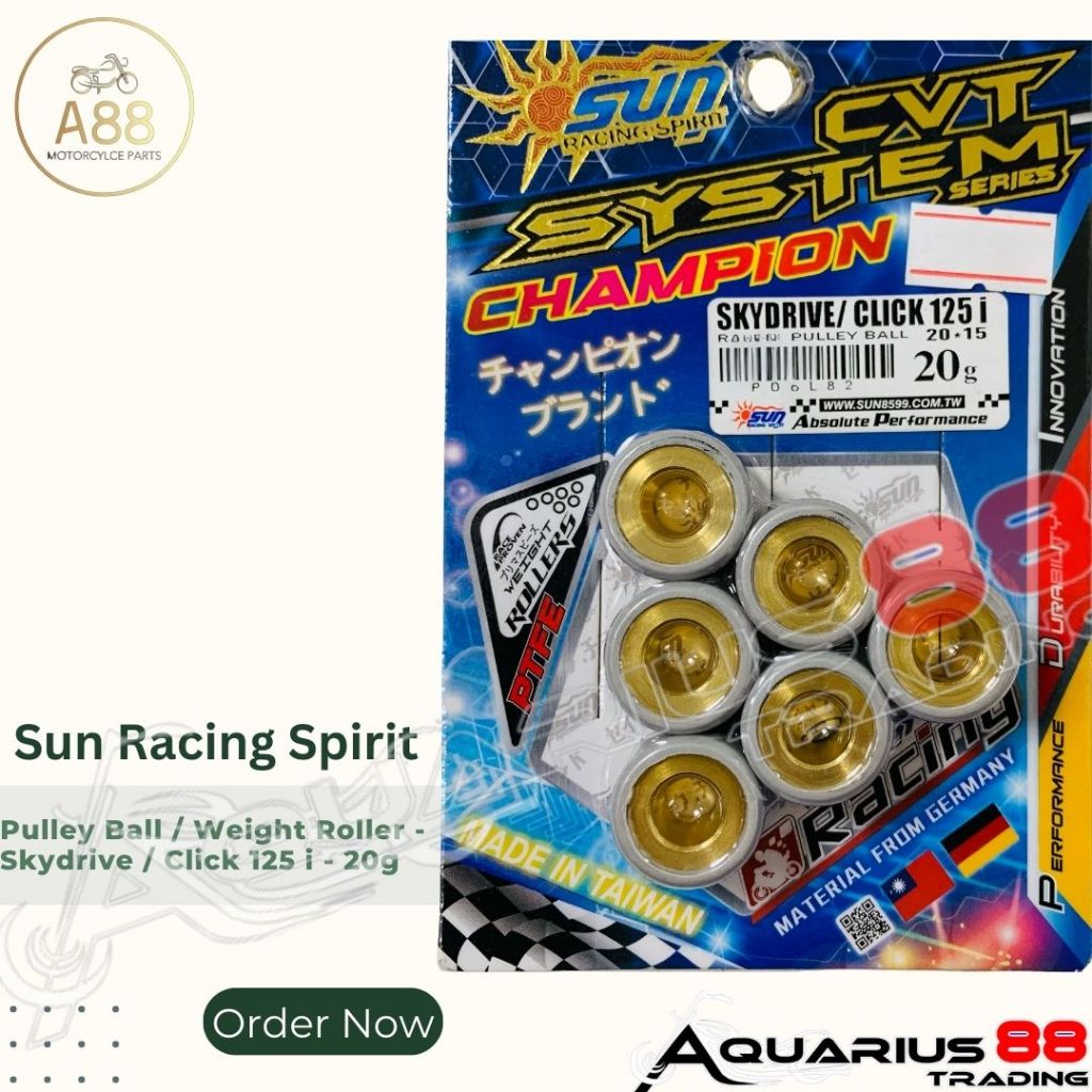 Sun Racing Spirit Pulley Ball / Weight Roller - SKYDRIVE / Click 125 i ...