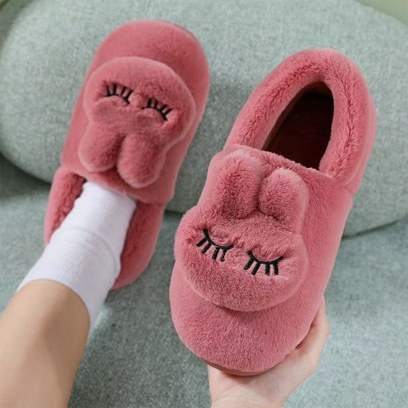 New cute plush rabbit slippers women's indoor slippers house slippers warm bag and cotton ...