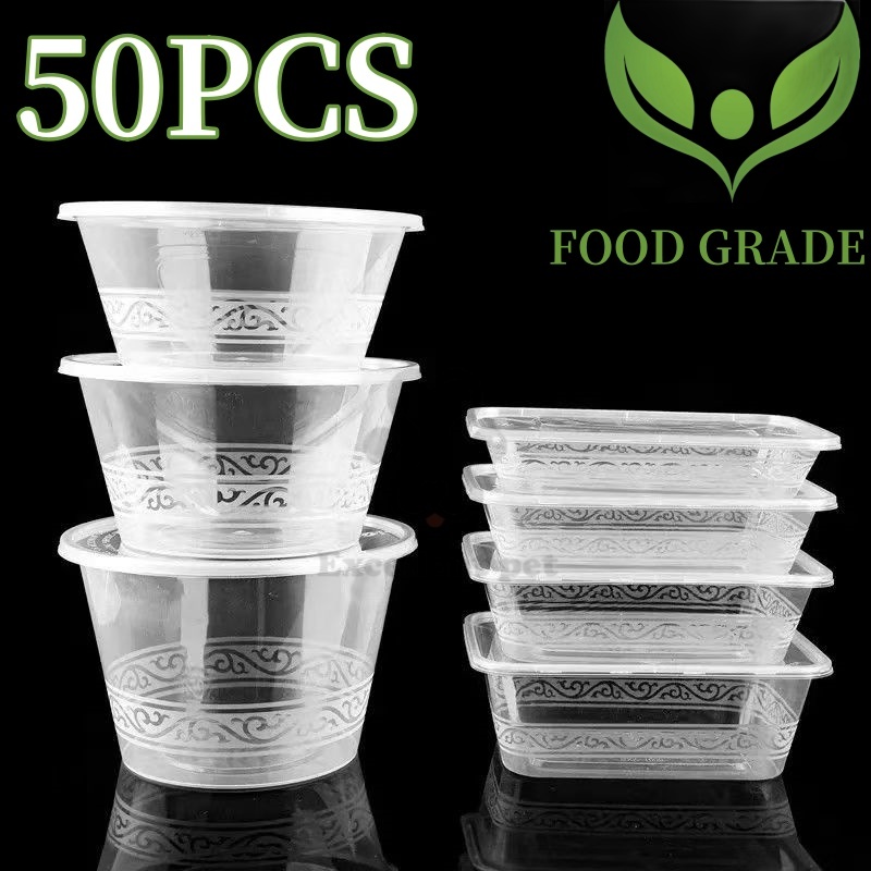 50pcs Round Bowl Microwavable Food Container Disposable Plastic Tub ...