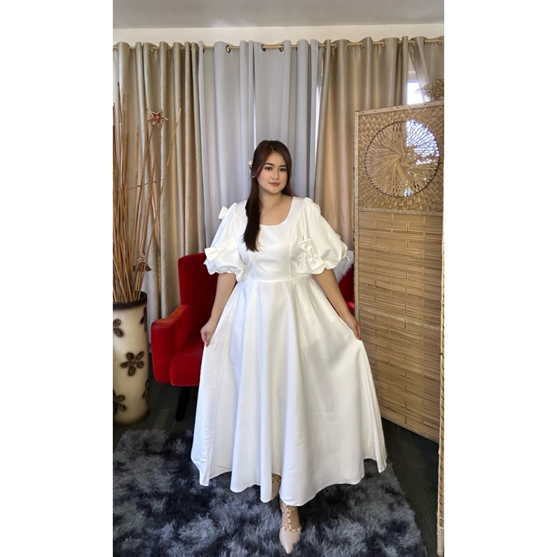 Rosaline Dress Dutchess silk | Shopee Philippines