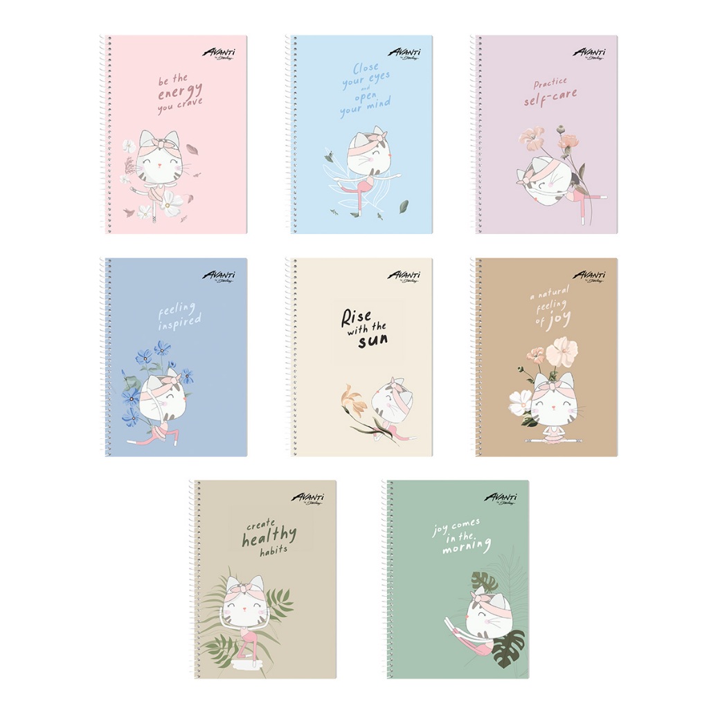 Avanti Yoga Cat Spiral Notebook 80 Leaves Set of 8 | Shopee Philippines