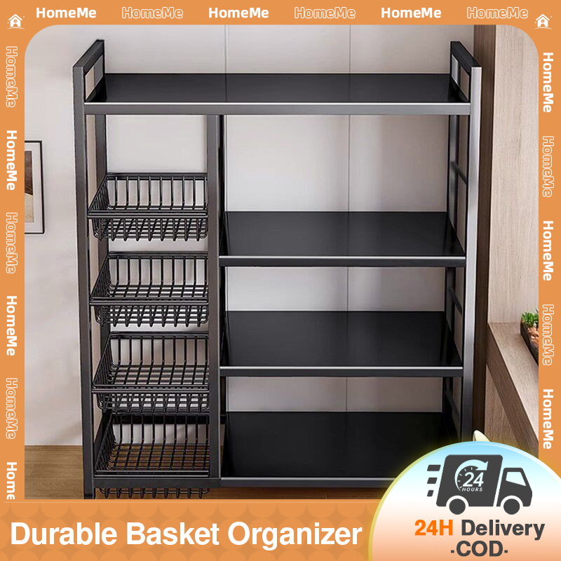 Adjustable Kitchen Storage Rack with Sliding Baskets Sturdy Metal ...