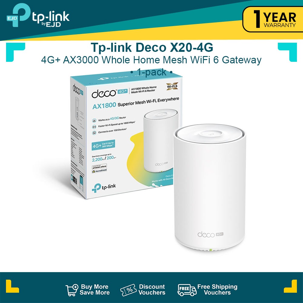 tp-link Deco X20-4G(1-pack) 4G+ AX3000 Whole Home Mesh WiFi 6 Gateway ...