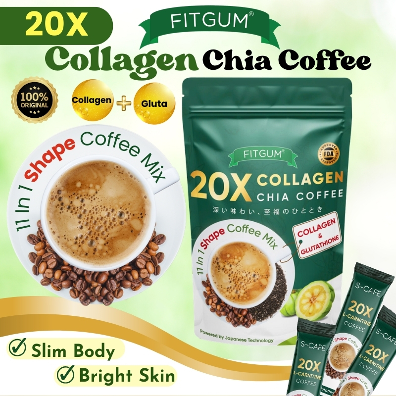 FITGUM 20X Collagen Chia Coffee 11 in 1 Coffee Mix Slim Body Weight ...