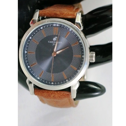 E75:Original CARIBBEAN JOE Analog Watch for Men from USA-Silver Tone ...