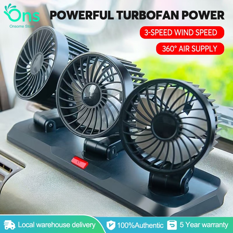 Universal Car Fan 12v/24v Electric Three Head Automotive Fan 360 ...