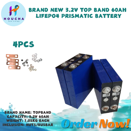 LIFEPO4 3.2v 60AH BATTERY TOP BAND SOLAR ENERGY BRAND NEW PRISMATIC ...