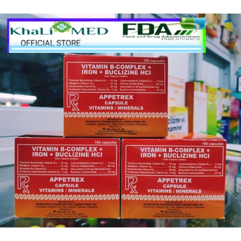 Appetrex Vitamin B-complex + Iron + Buclizine HCI Capsule Vitamins ...