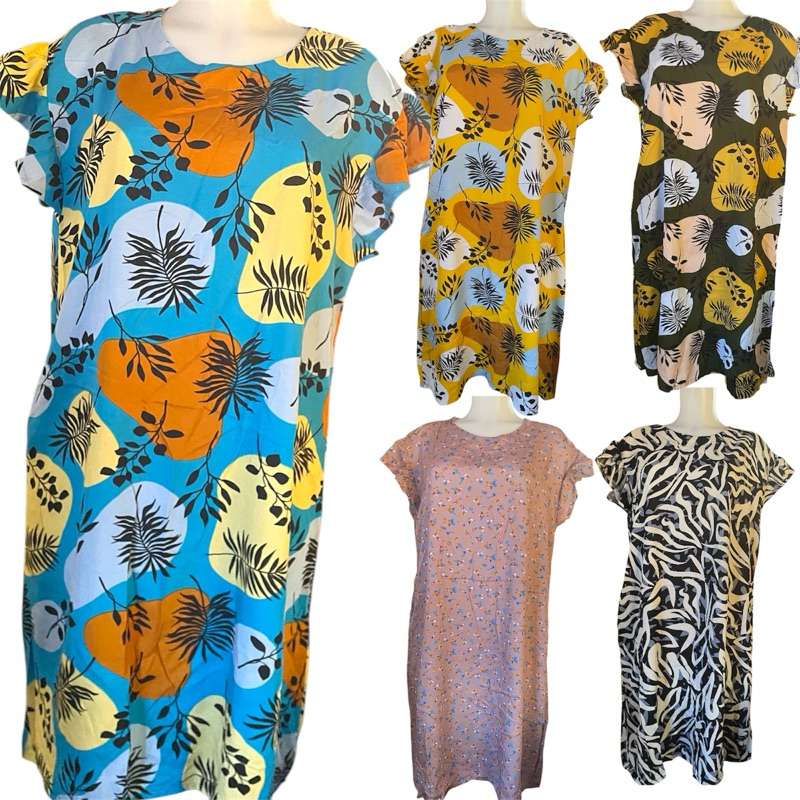 2XL 3XL Challis Ruffles Sleeve Daster | Big Size Plus Size Duster Dress ...