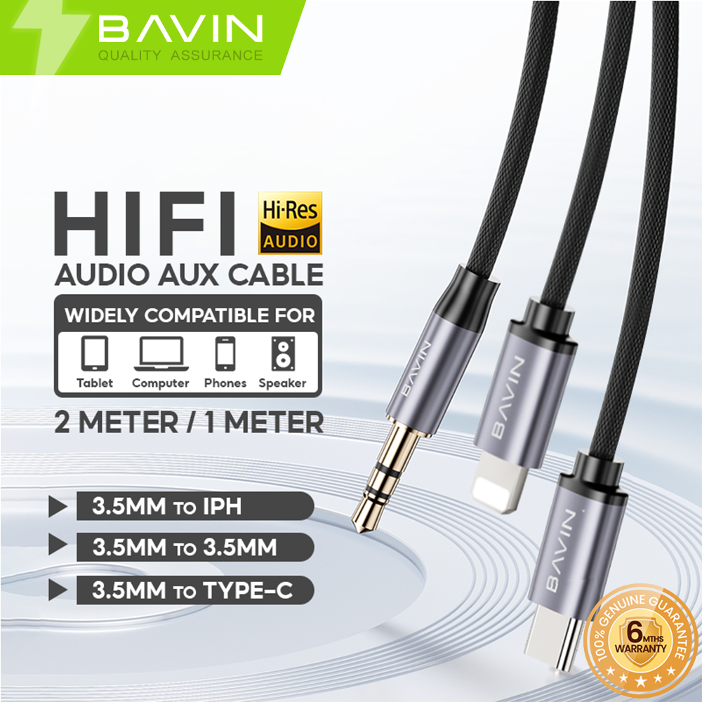 BAVIN AUX56 HiFi Audio Aux Cable Supports Multi-Device Use w/ Stereo ...