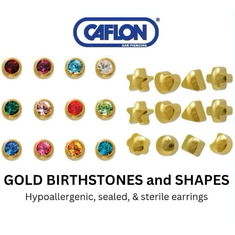 Authentic CAFLON SHAPES and GOLD BIRTHSTONES earrings | Shopee Philippines