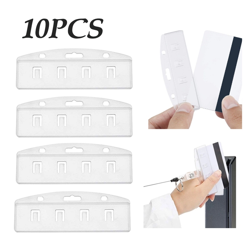 10Pcs Plastic Horizontal Half Card ID Badge Holders for POS Magnetic ...