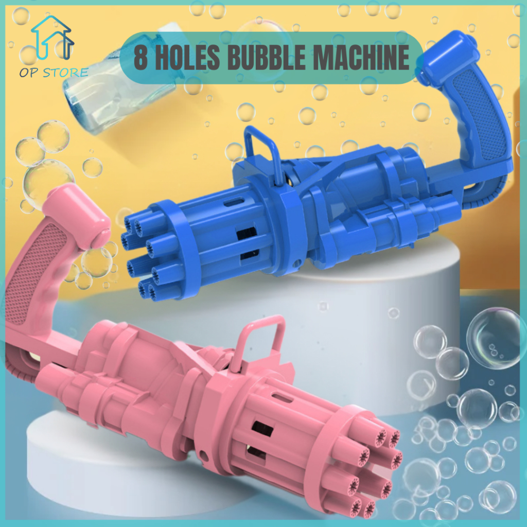 Automatic Bubble Machine Gun Bubble Solution Bubble Maker 8 Holes Bubble Blaster Blower Outdoor ...