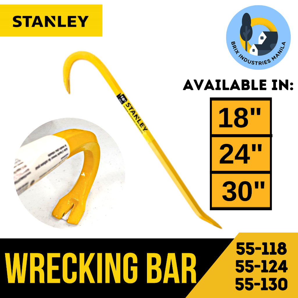 Stanley Wrecking Bar 18'' 24'' or 30'' Crowbar Prybar Prisebar Tool ...