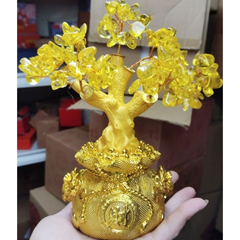 citrine money tree double frog w money bag fengshui display | Shopee ...