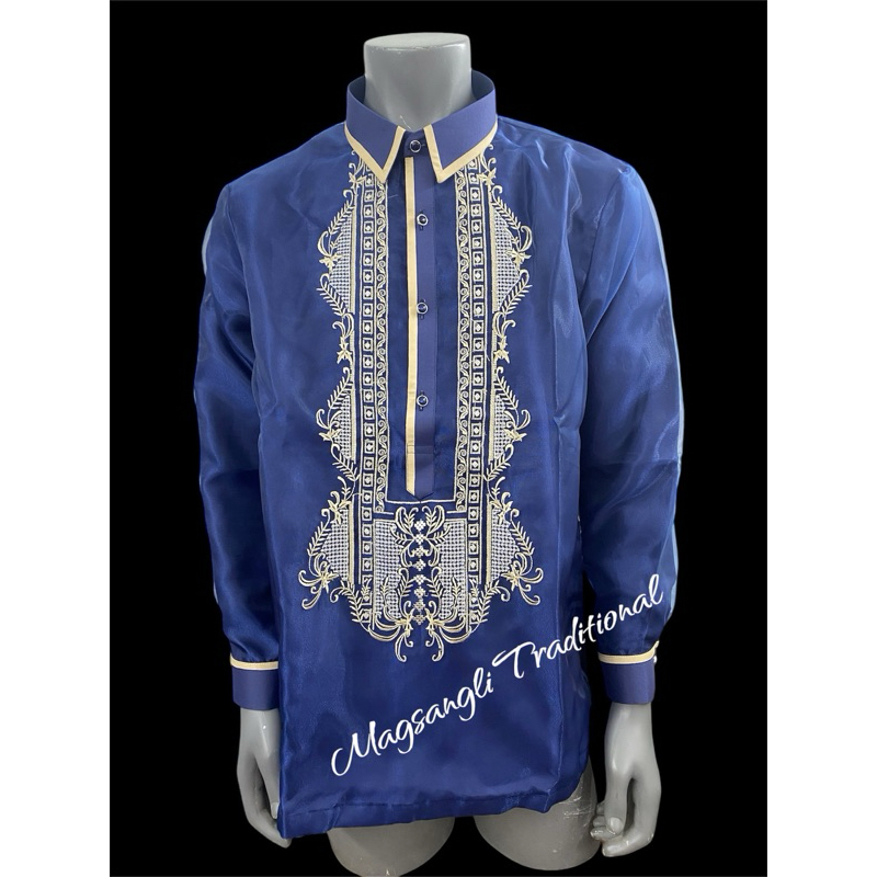 Monocromatic Embroided Barong Tagalog (Navy blue) | Shopee Philippines